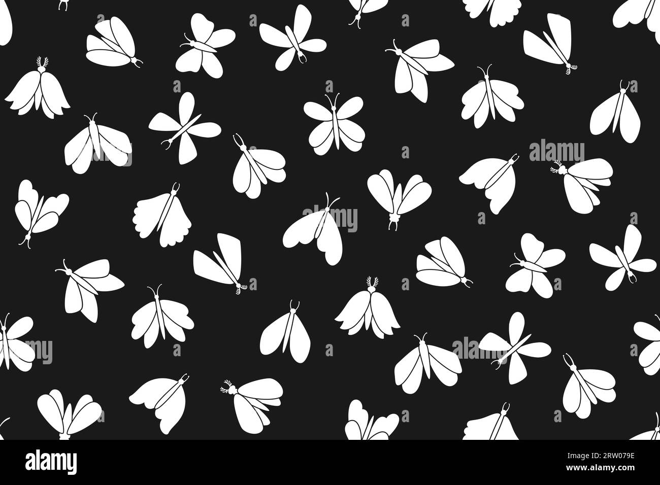 Butterfly or moth retro seamless pattern. Bohemian insects repeat ...