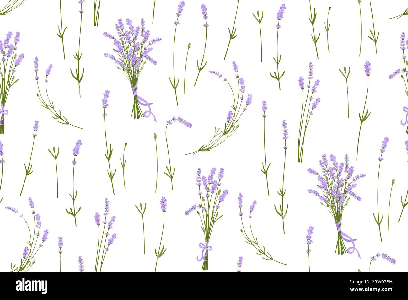 Lavender flowers seamless pattern. Floral branch and bouquet endless ...