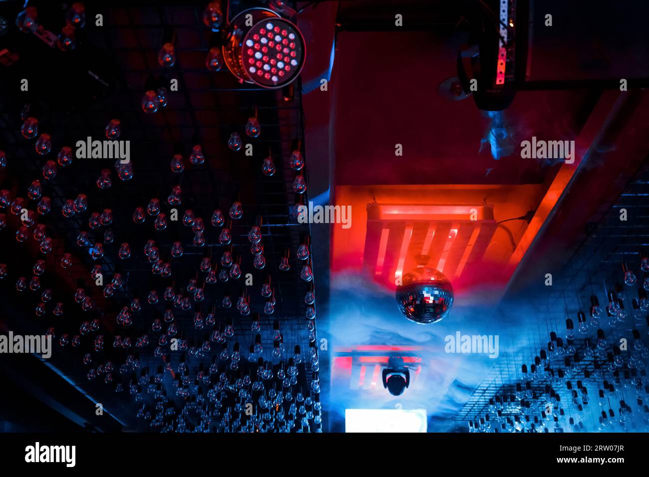 The atmosphere of a nightclub or bar, the interior with a ceiling and ...