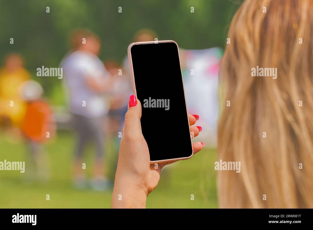 Black blank screen mobile phone or smartphone empty text design mock up ...