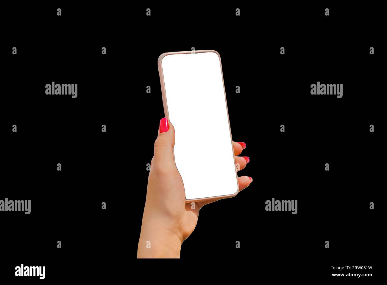 White Blank Screen Mobile Phone Or Smartphone Empty Text Design Mock Up Template Sample On Black 