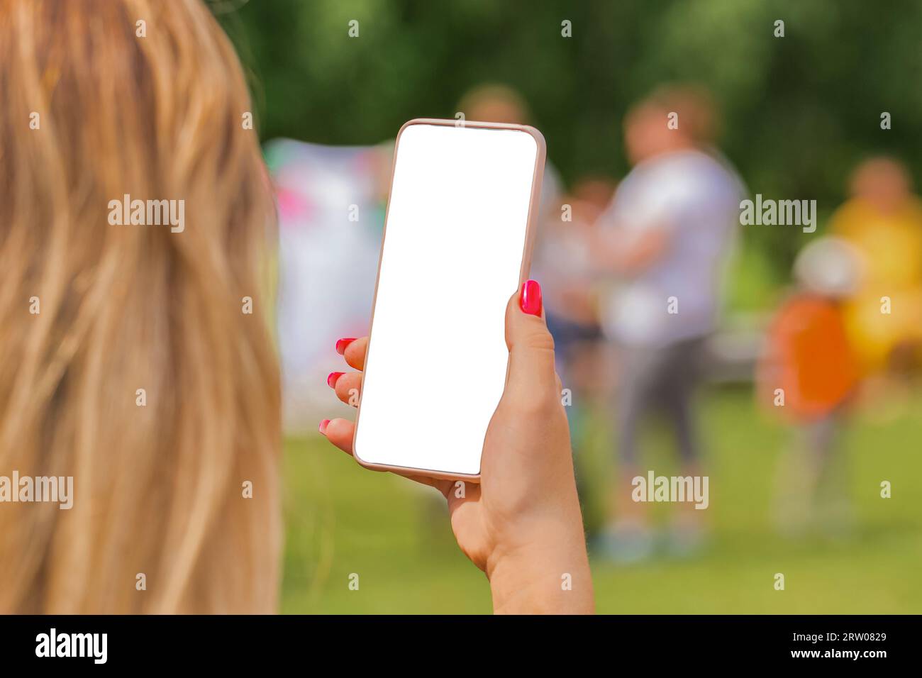 White blank screen mobile phone or smartphone empty text design mock up ...