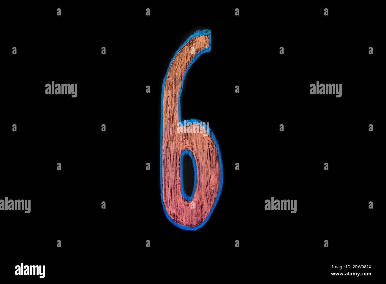 Number six symbol text 6 digit on a black background Stock Photo - Alamy