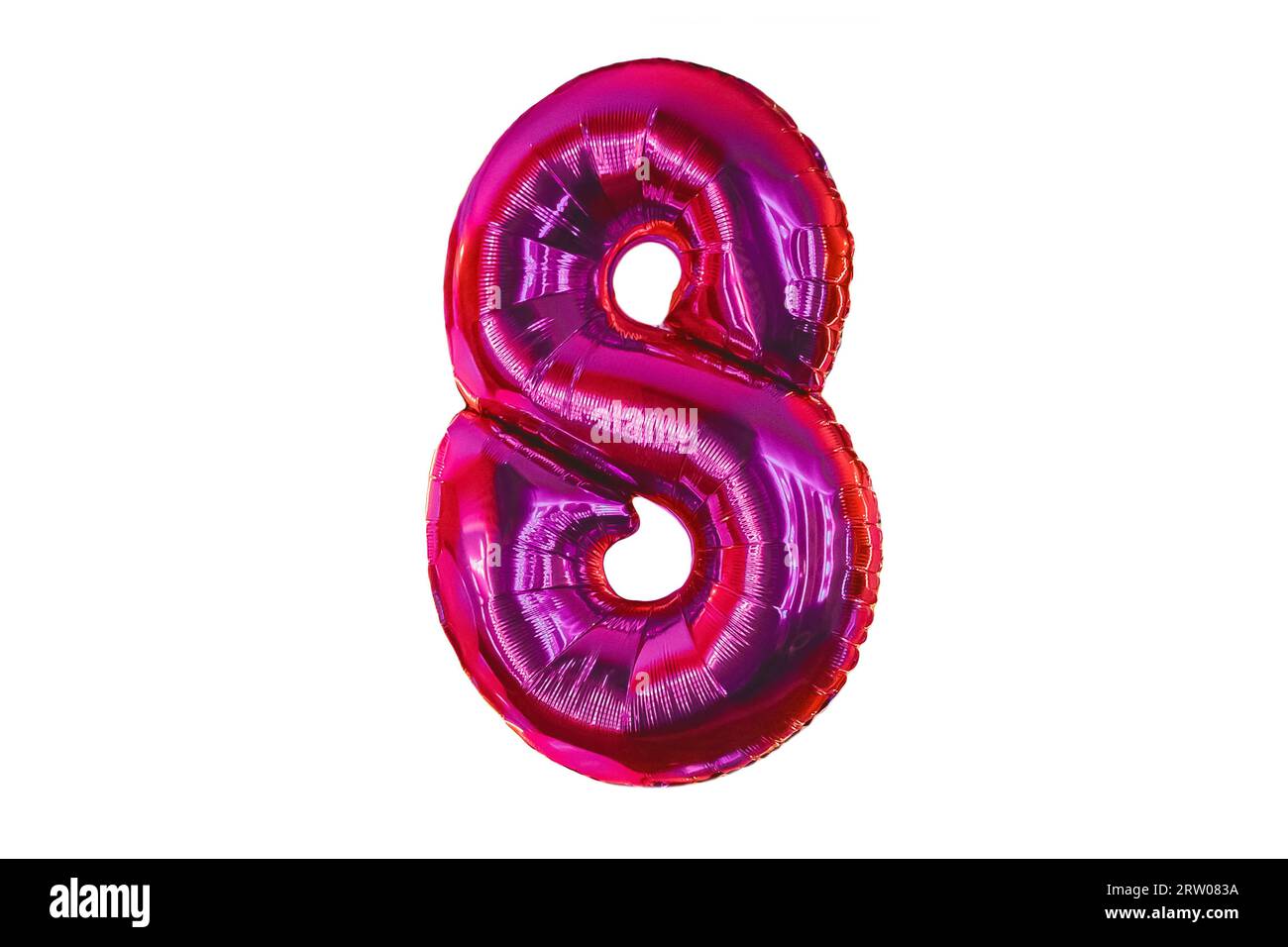 Number eight symbol text 8 air inflated digit on a white isolated ...