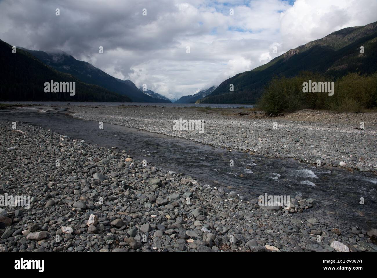 Ralph River open out into Buttle Lake in Strathcona Provincial Park on ...