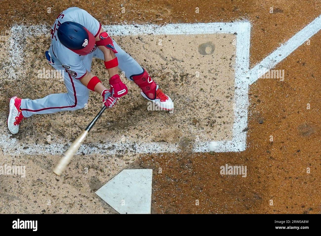 Washington Nationals' Alex Call hits a double during the seventh inning ...