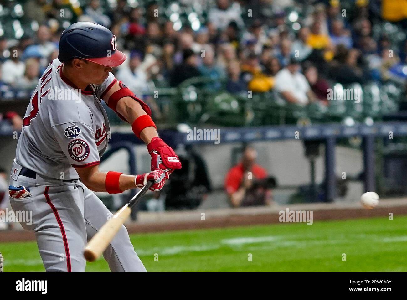 Washington Nationals' Alex Call hits a double during the seventh inning ...