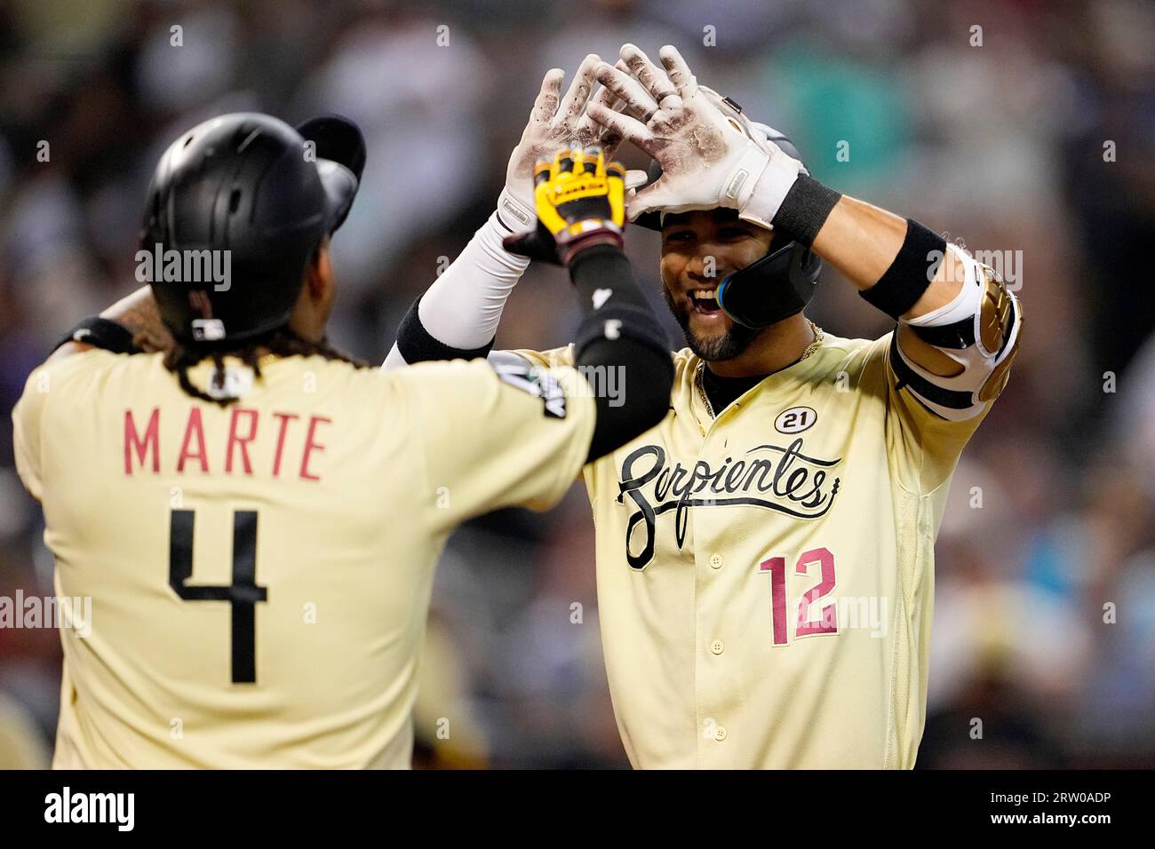 Arizona Diamondbacks' Lourdes Gurriel Jr. celebrates his three run home ...