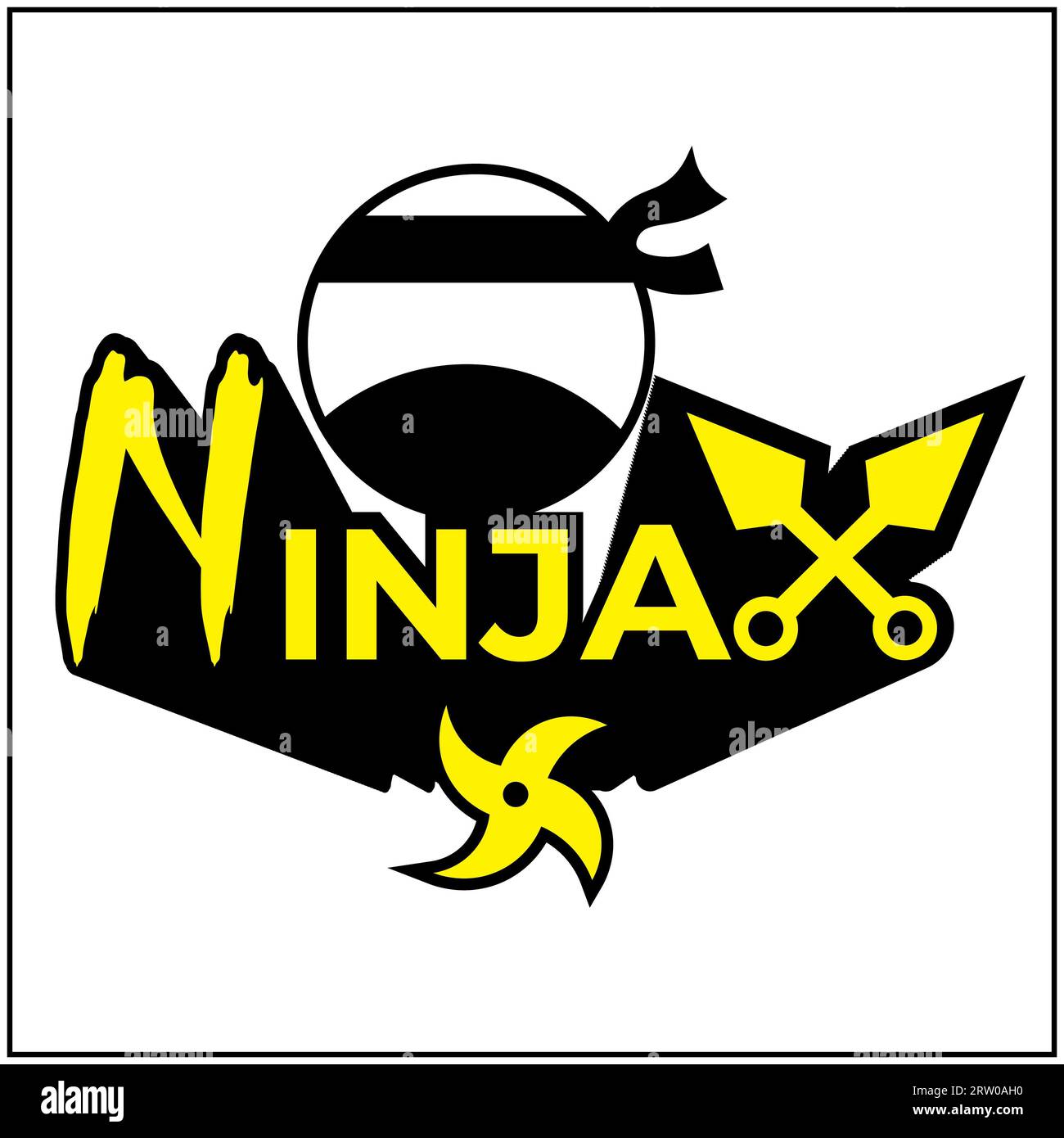 vector illustration design of ninja head and kunai in black color ...