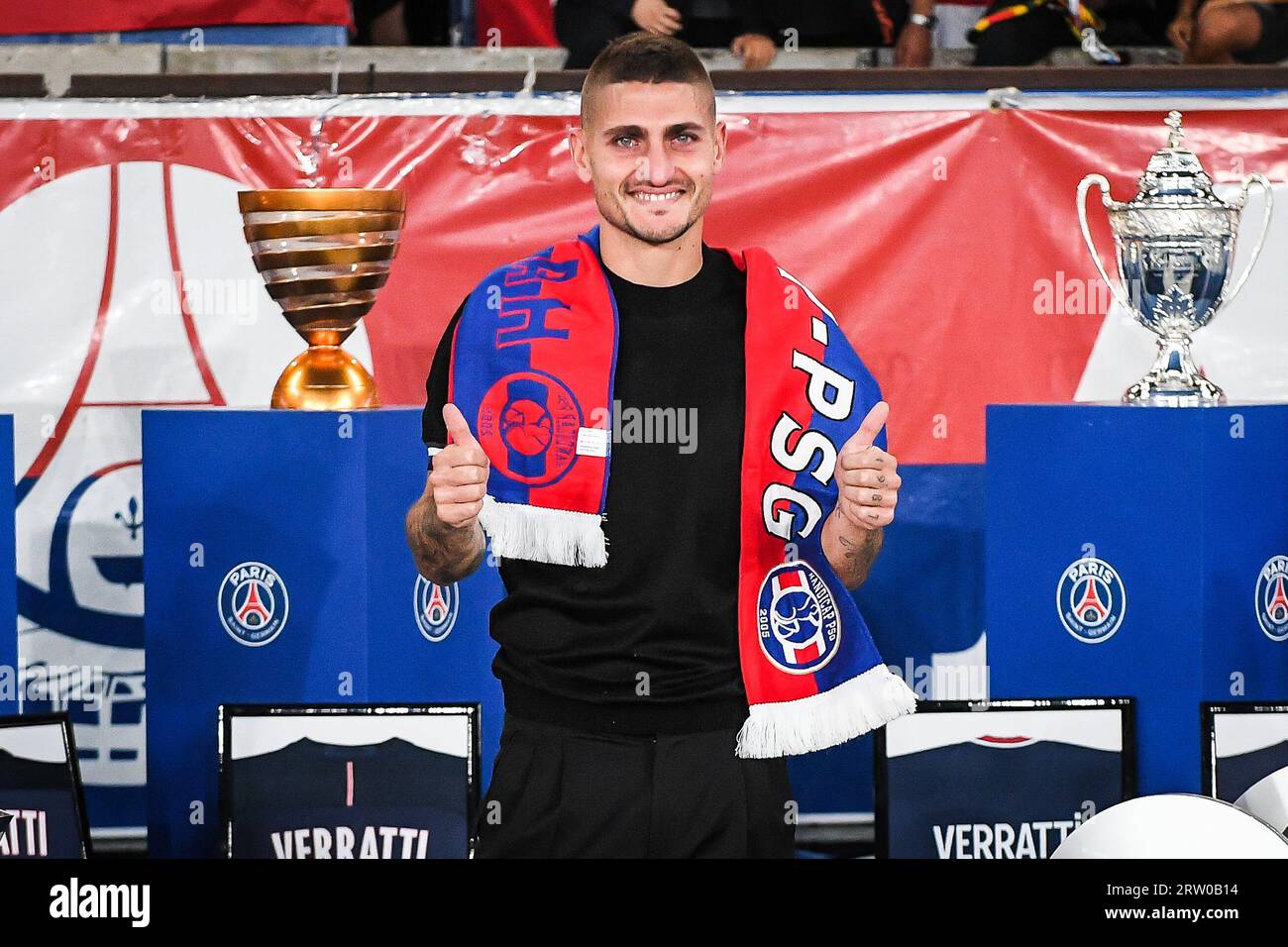 Paris, France. 15th Sep, 2023. Marco VERRATTI of PSG poses with his ...