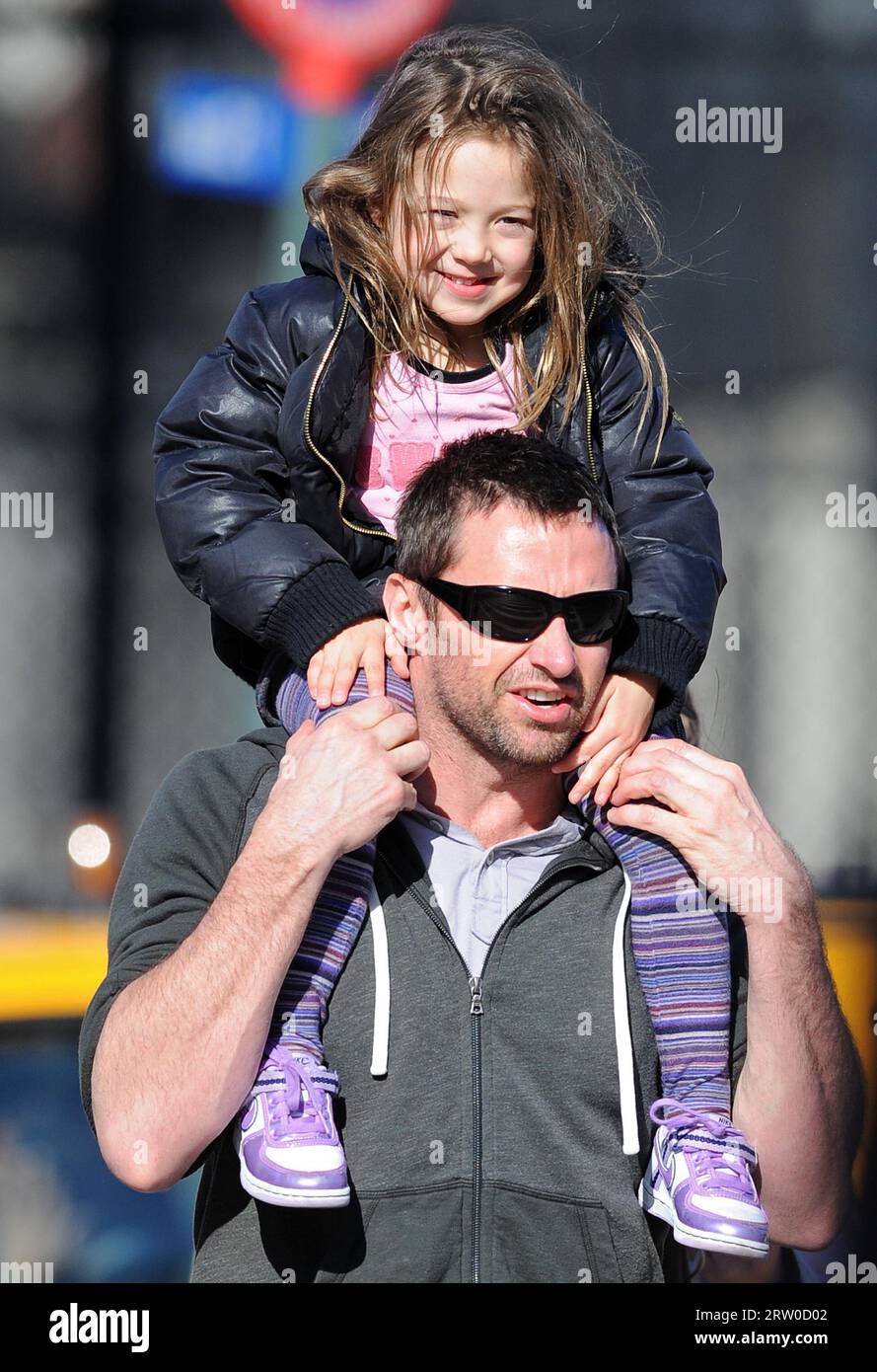 NEW YORK, NY- MARCH 8: Hugh Jackman gives his daughter Ava (b. July 10 ...