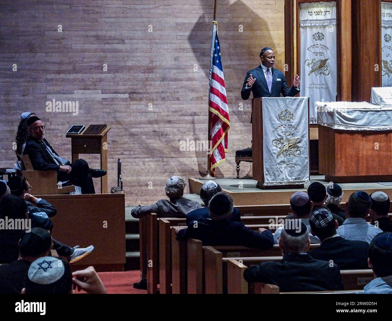 New York, New York, USA. 15th Sep, 2023. NYC Mayor ERIC ADAMS delivers ...