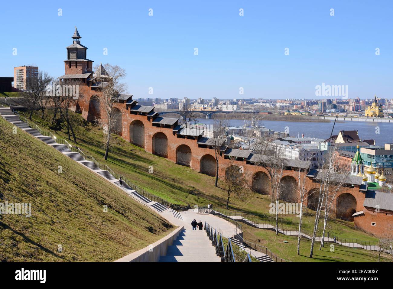 The territory of the ancient Kremlin, the Volga River and modern building Stock Photo - Alamy