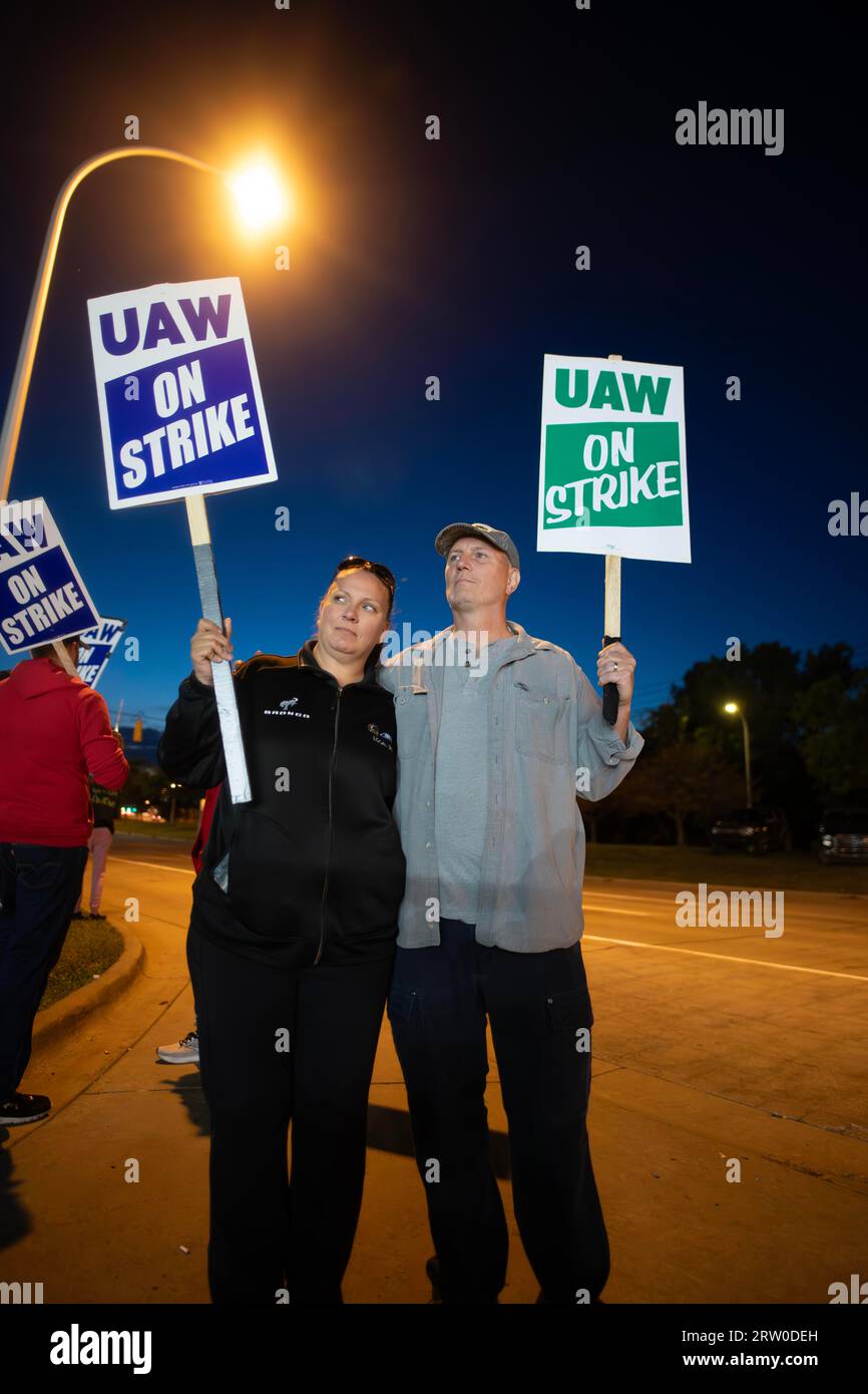 Wayne, Michigan, USA. 15th Sep, 2023. Local 900 Ford employees JESSICA ...