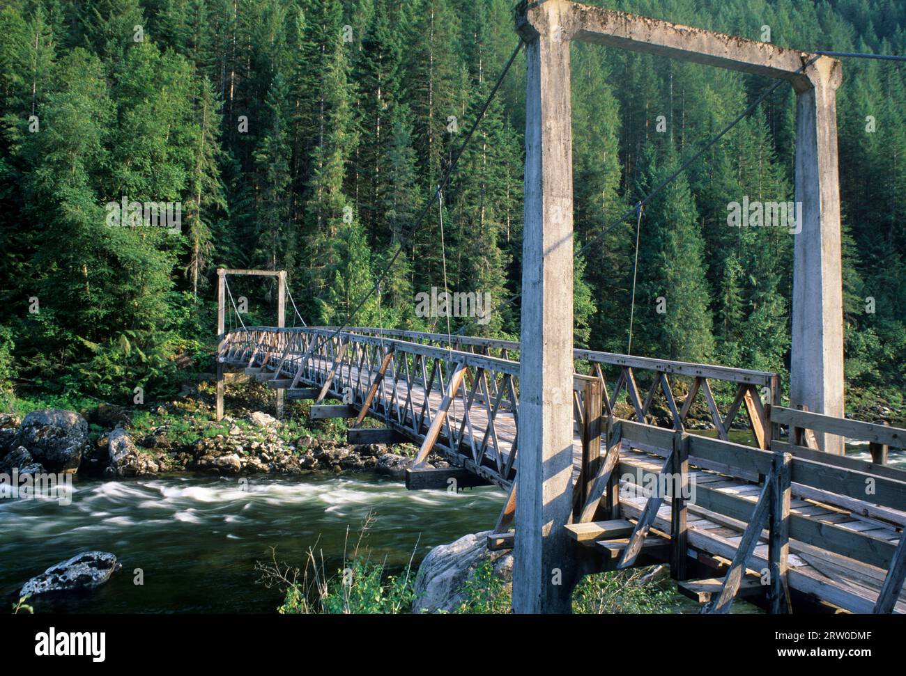 Hiker bridge over Lochsa River, Lochsa Wild & Scenic River, Clearwater ...