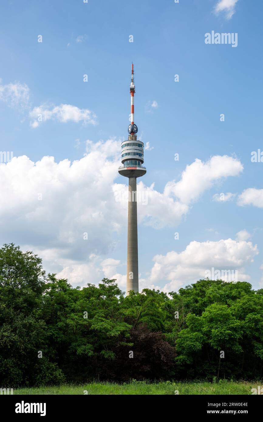 Vienna, Austria - June 14, 2023: The Danube Tower is a popular ...