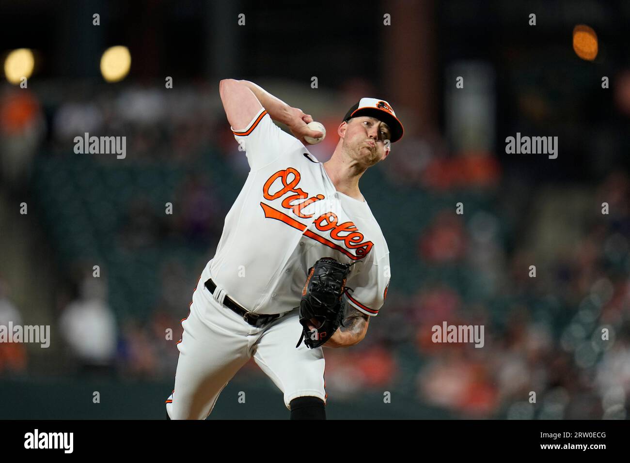 Baltimore Orioles starting pitcher Kyle Bradish (39) throws in the ...