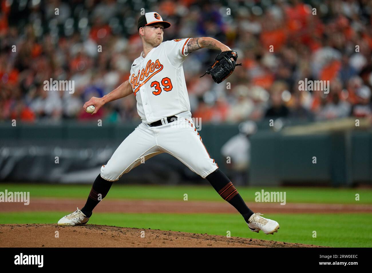 Baltimore Orioles starting pitcher Kyle Bradish throws in the third ...