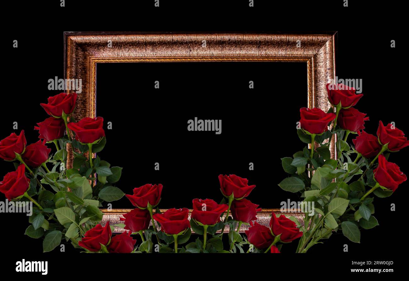 Funeral invitation with red roses. Can also be used as a banner Stock ...