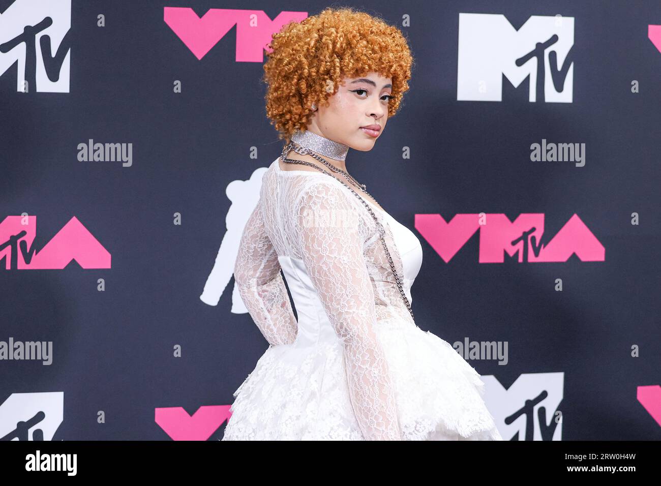 NEWARK, NEW JERSEY, USA - SEPTEMBER 12: Ice Spice poses in the press ...