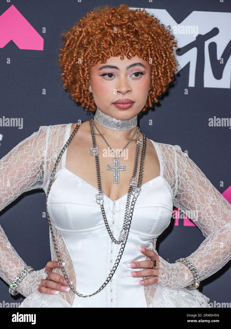 NEWARK, NEW JERSEY, USA - SEPTEMBER 12: Ice Spice poses in the press ...