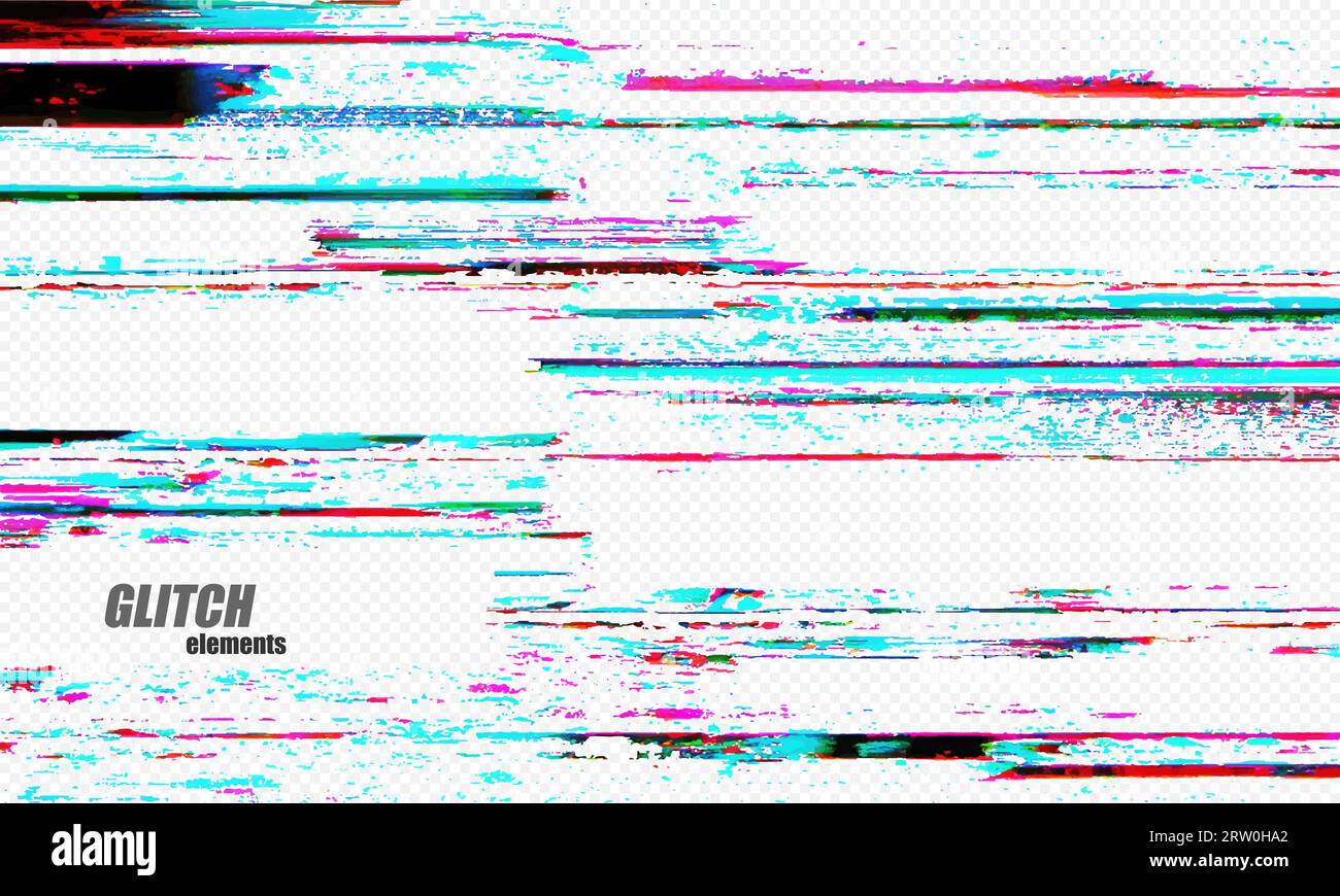 Abstract digital glitch on transparency background. Vector illustration ...