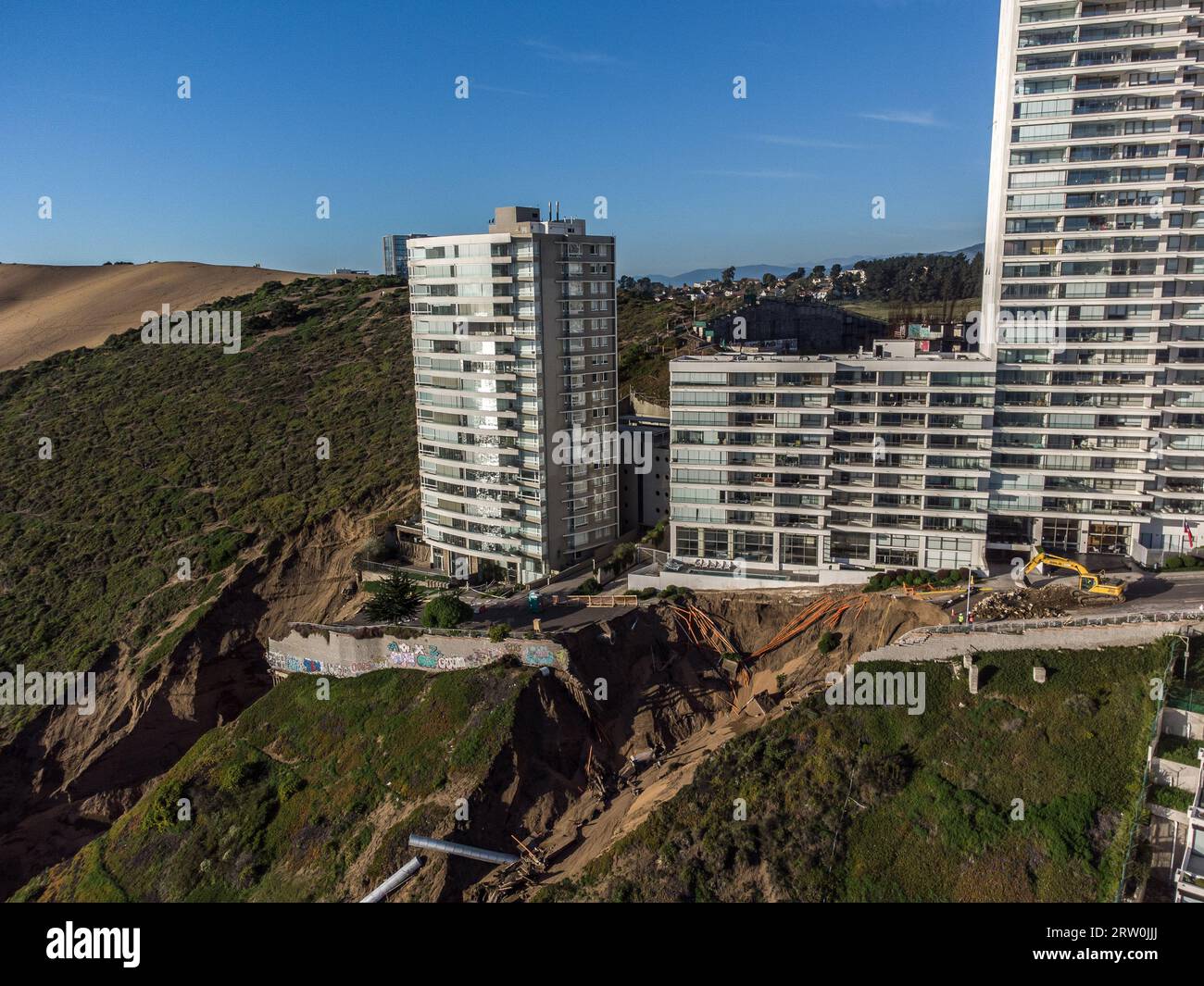EDITOR'S NOTE : (Image taken with a drone)An aerial view of buildings ...