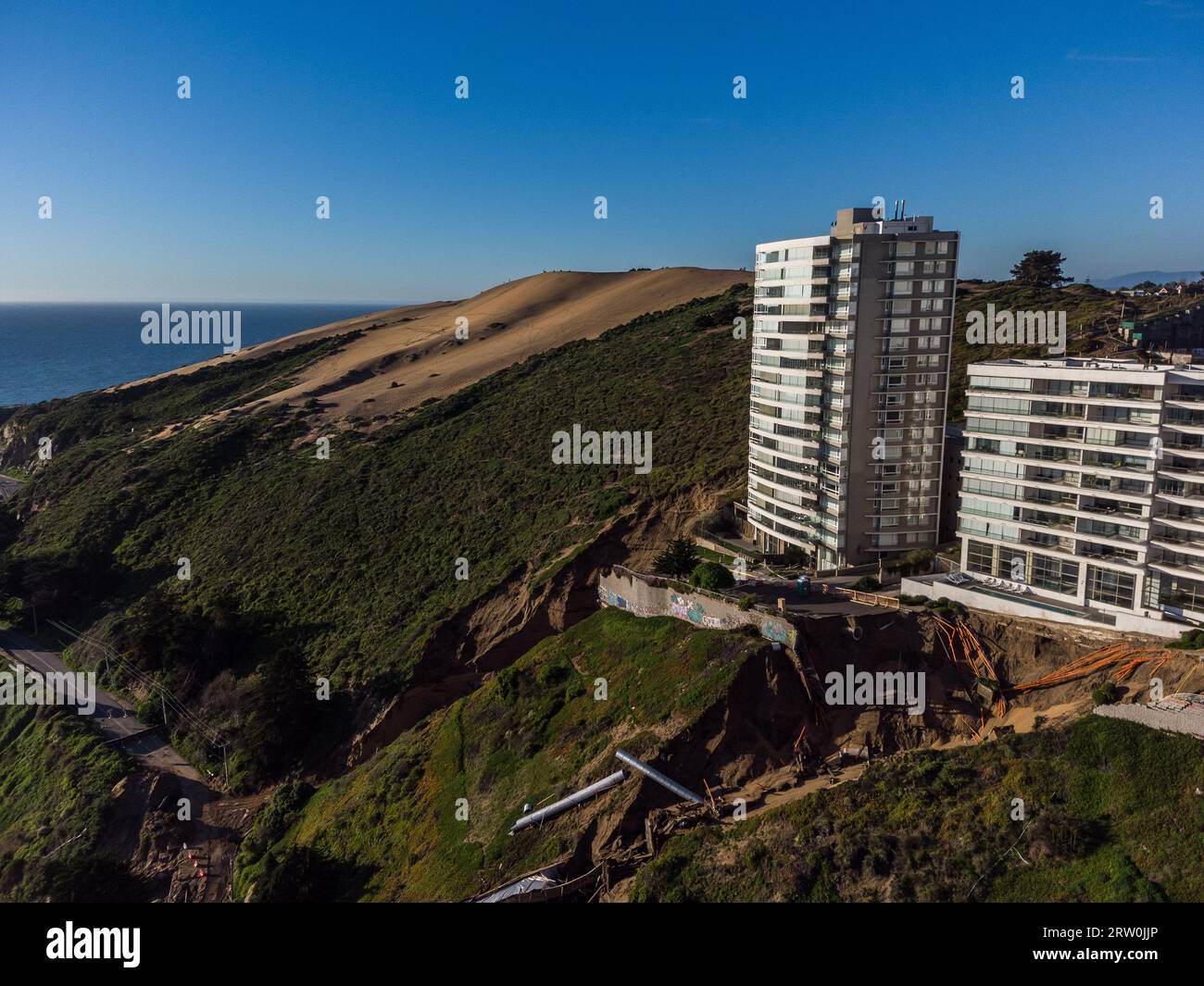 EDITOR'S NOTE : (Image taken with a drone)An aerial view of buildings ...