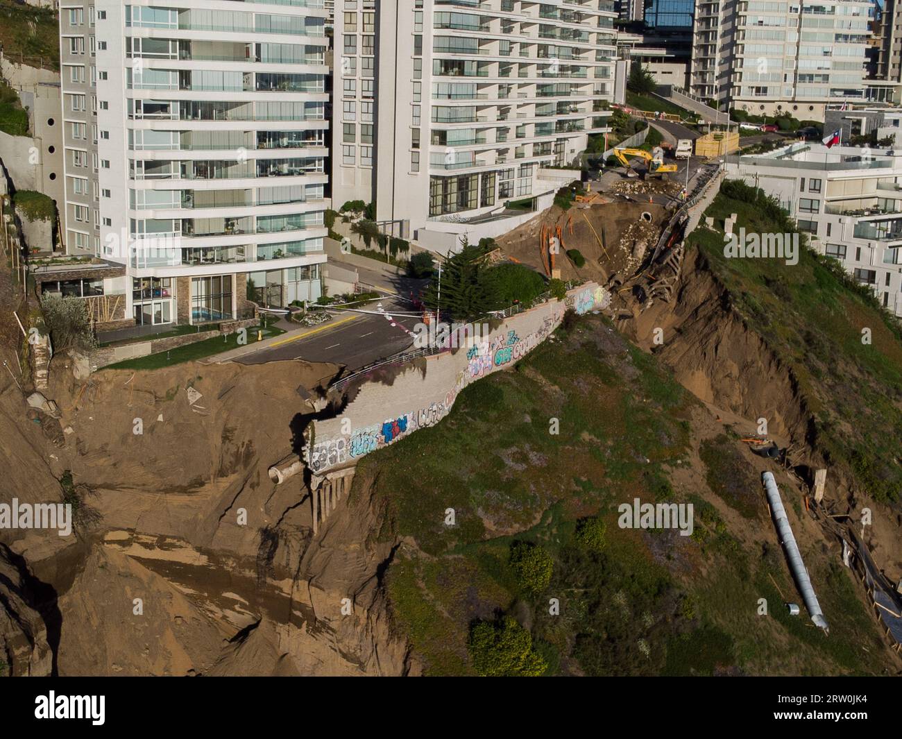 EDITOR'S NOTE : (Image taken with a drone)An aerial view of buildings ...
