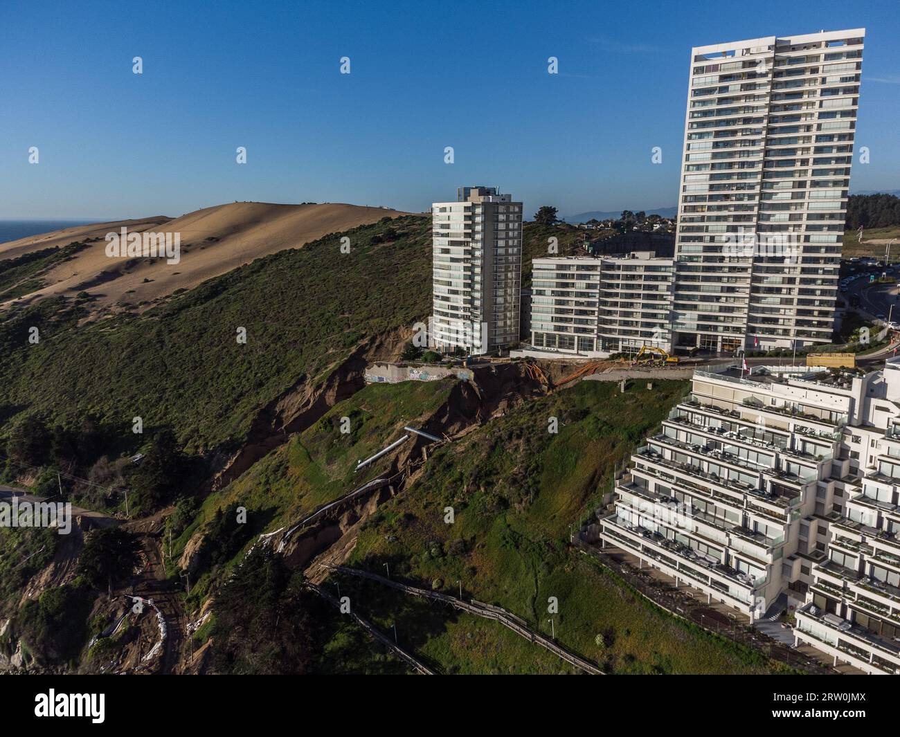 EDITOR'S NOTE : (Image taken with a drone)An aerial view of buildings ...