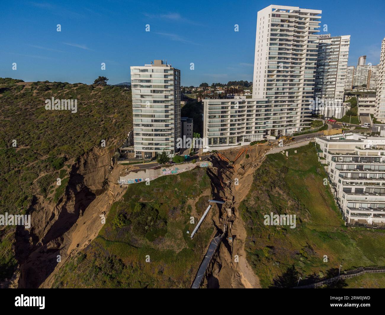 EDITOR'S NOTE : (Image taken with a drone)An aerial view of buildings ...