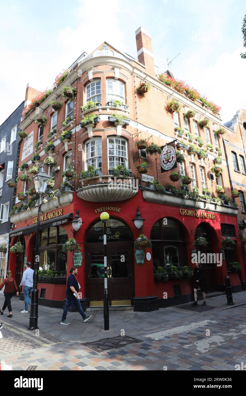 Exterior of Crown and Anchor pub Neal Street, London, UK September 2023 ...