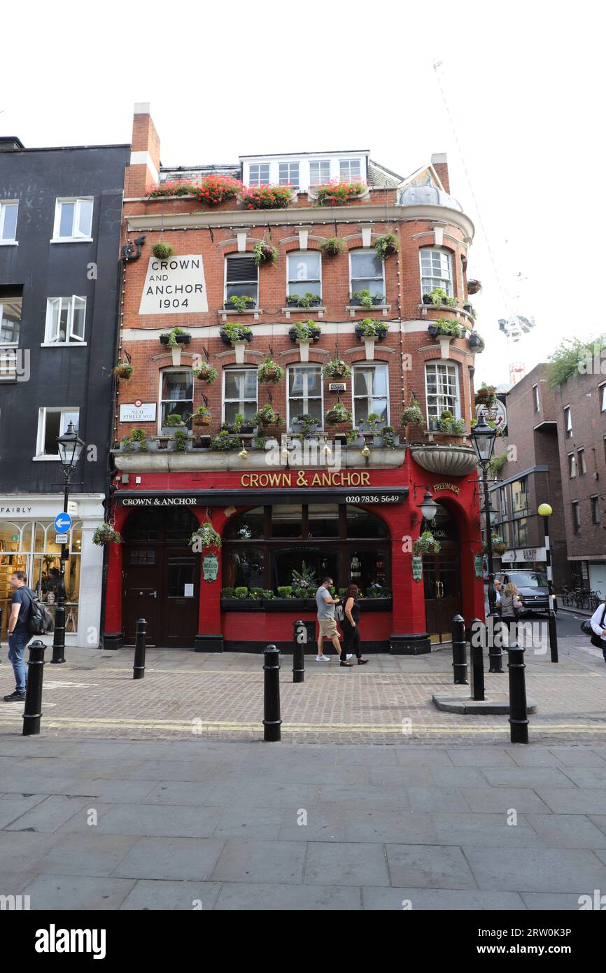 Exterior of Crown and Anchor pub Neal Street, London, UK September 2023 ...