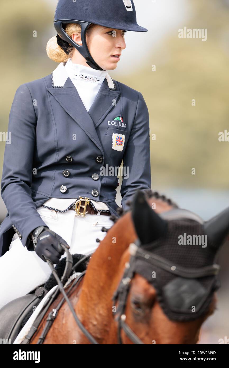 Kristina Hall-Jackson of Great Britain with Hawk Eye during the CCI-L 4 ...