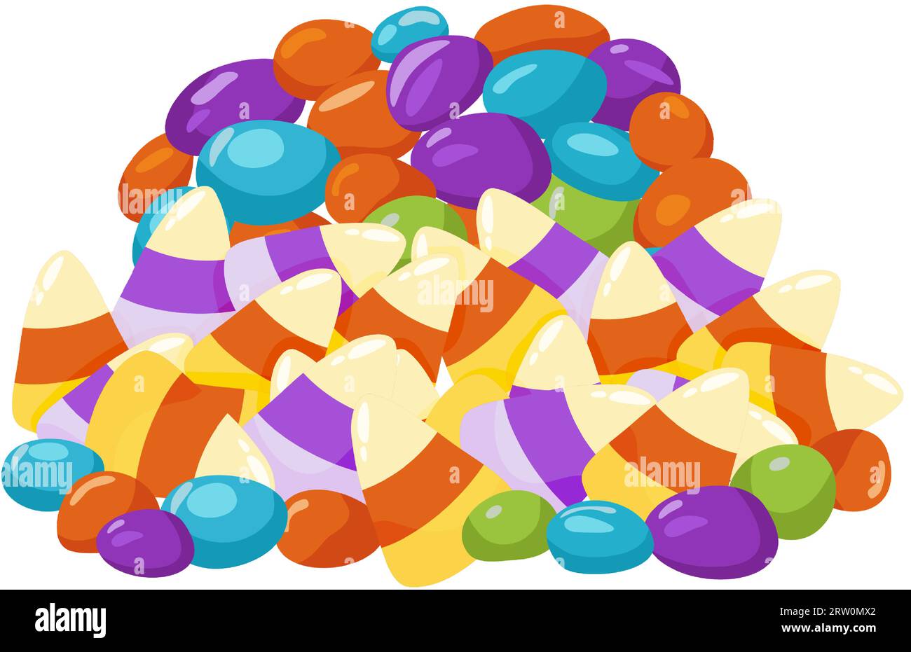 A pile of candy corn and candy beans. Various sweets for children for ...