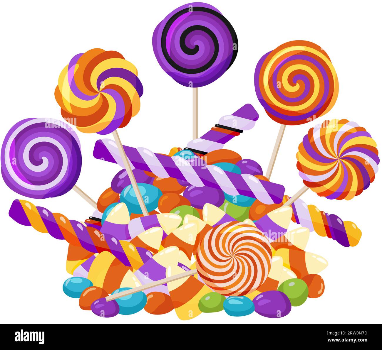 Candy and lollipops on a white background. Various sweets for children ...