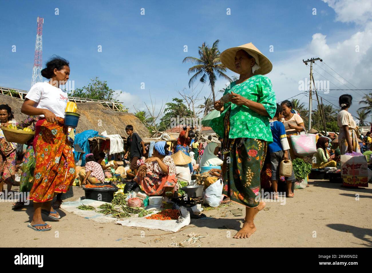 Traditional market, trade and shopping, Lombok, Indonesia Stock Photo ...