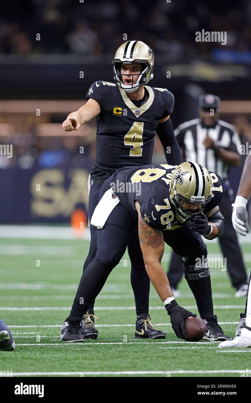 New Orleans Saints quarterback Derek Carr (4) during an NFL football ...