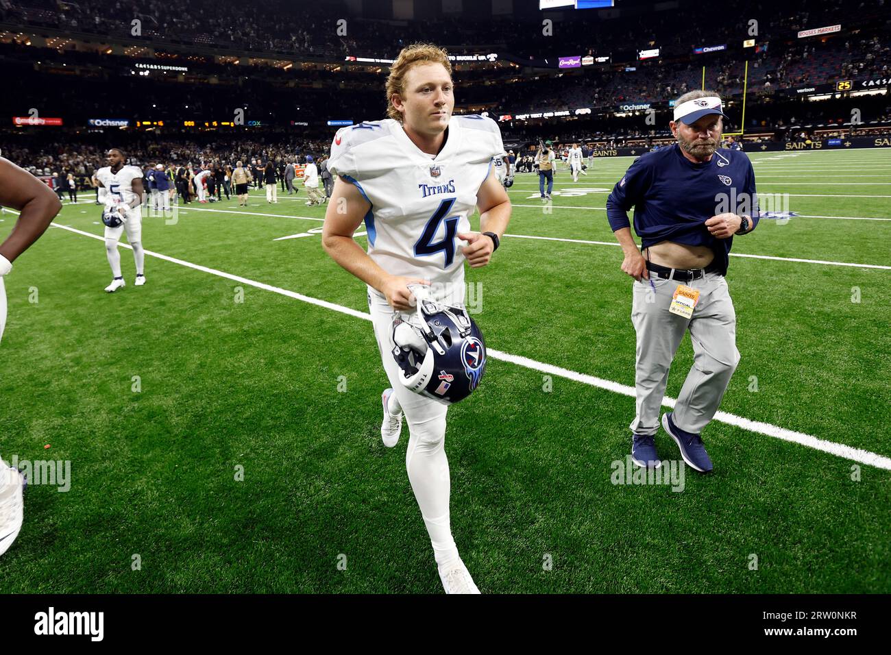 Tennessee Titans punter Ryan Stonehouse (4) after an NFL football game ...
