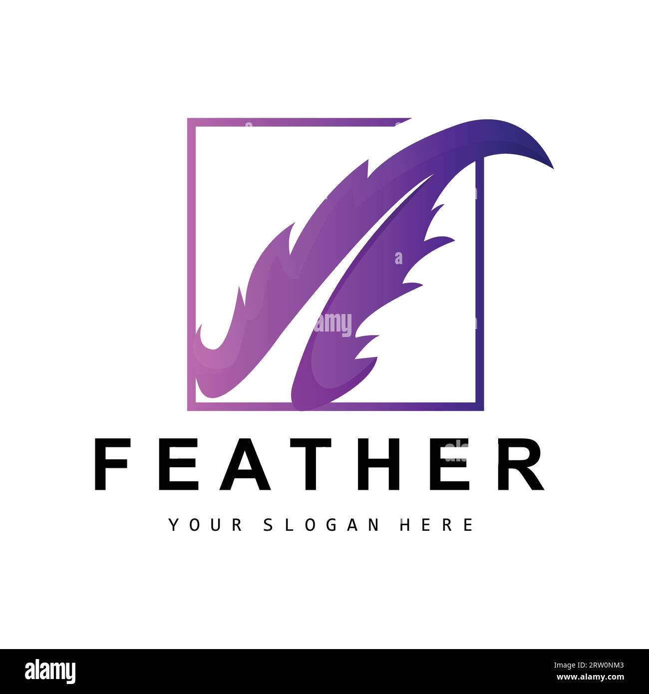 Feather Logo, Animal Wing Design, Vector Icon Template Simple Stock ...