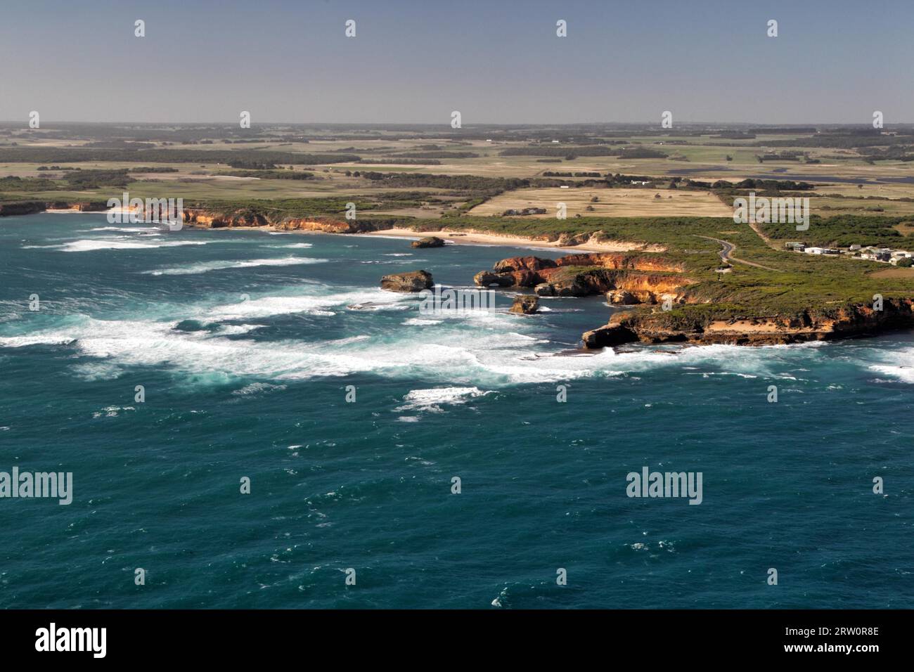 Aerial view of Peterborough on the Great Ocean Road in Port Campbell ...