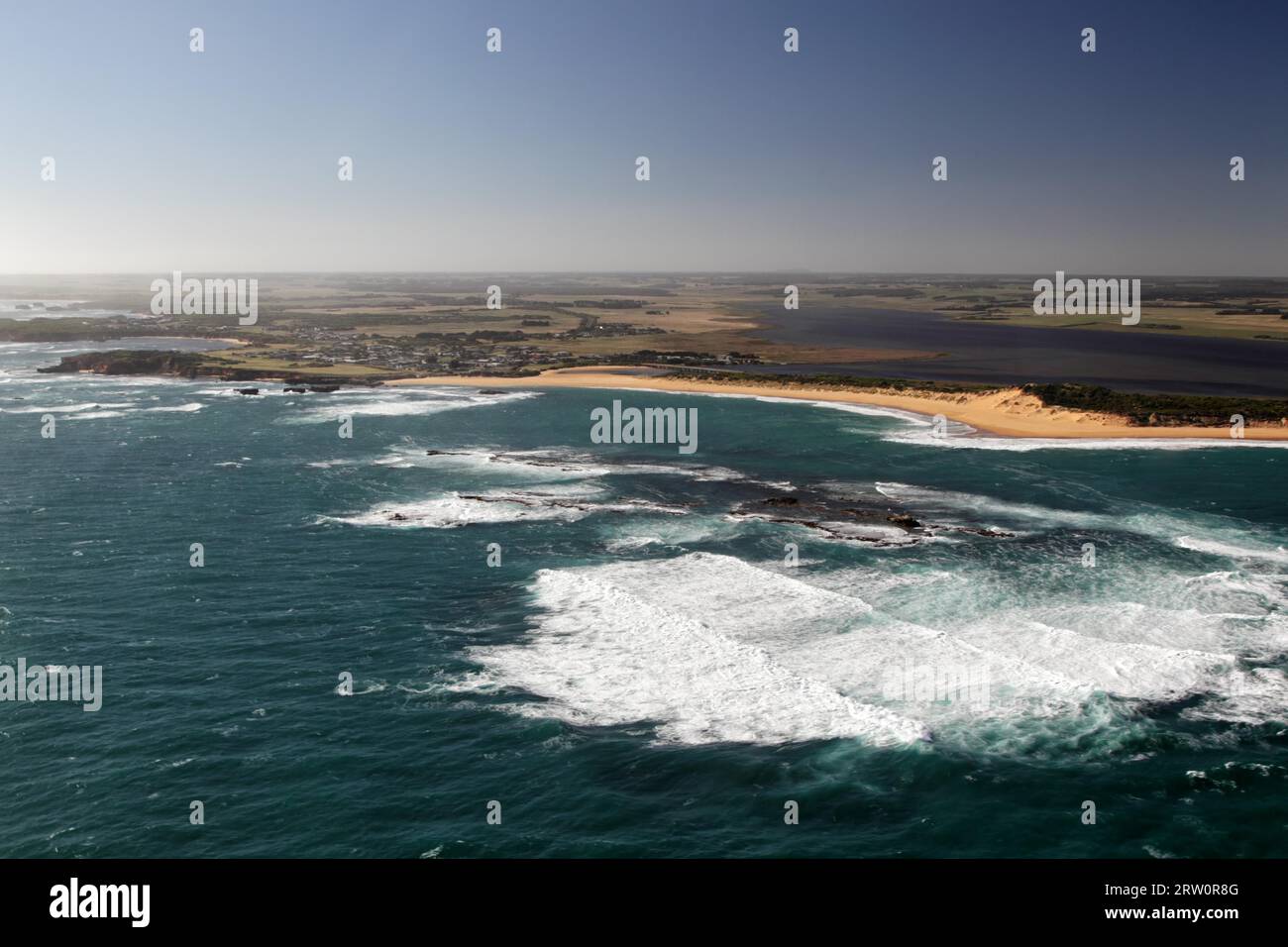 Aerial view of Peterborough on the Great Ocean Road in Port Campbell ...