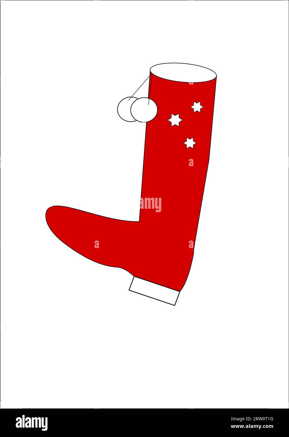 Christmas boot illustrated, with white background Stock Photo - Alamy