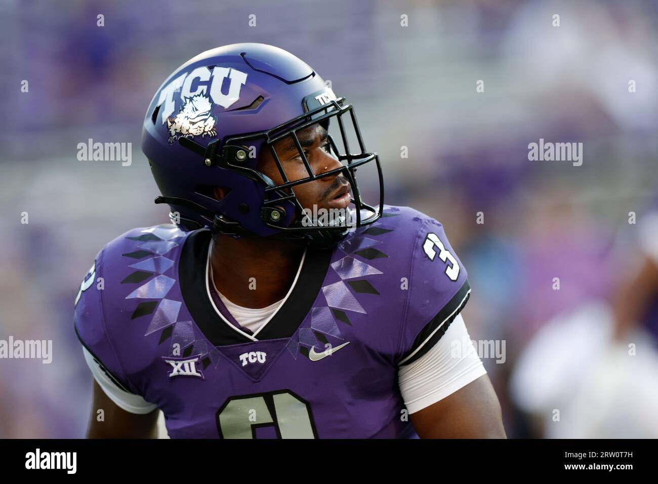 TCU defensive back Mark Perry (3) during pregame warmups before an NCAA ...