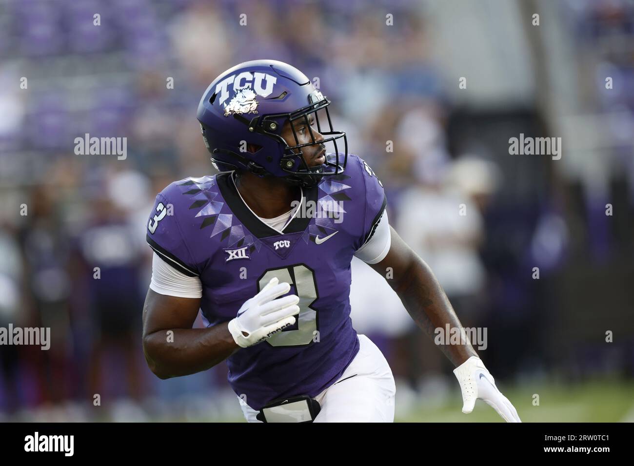 TCU defensive back Mark Perry (3) during pregame warmups before an NCAA ...