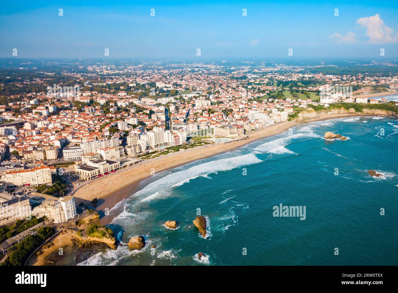 Biarritz aerial panoramic view. Biarritz is a city on the Bay of Biscay ...