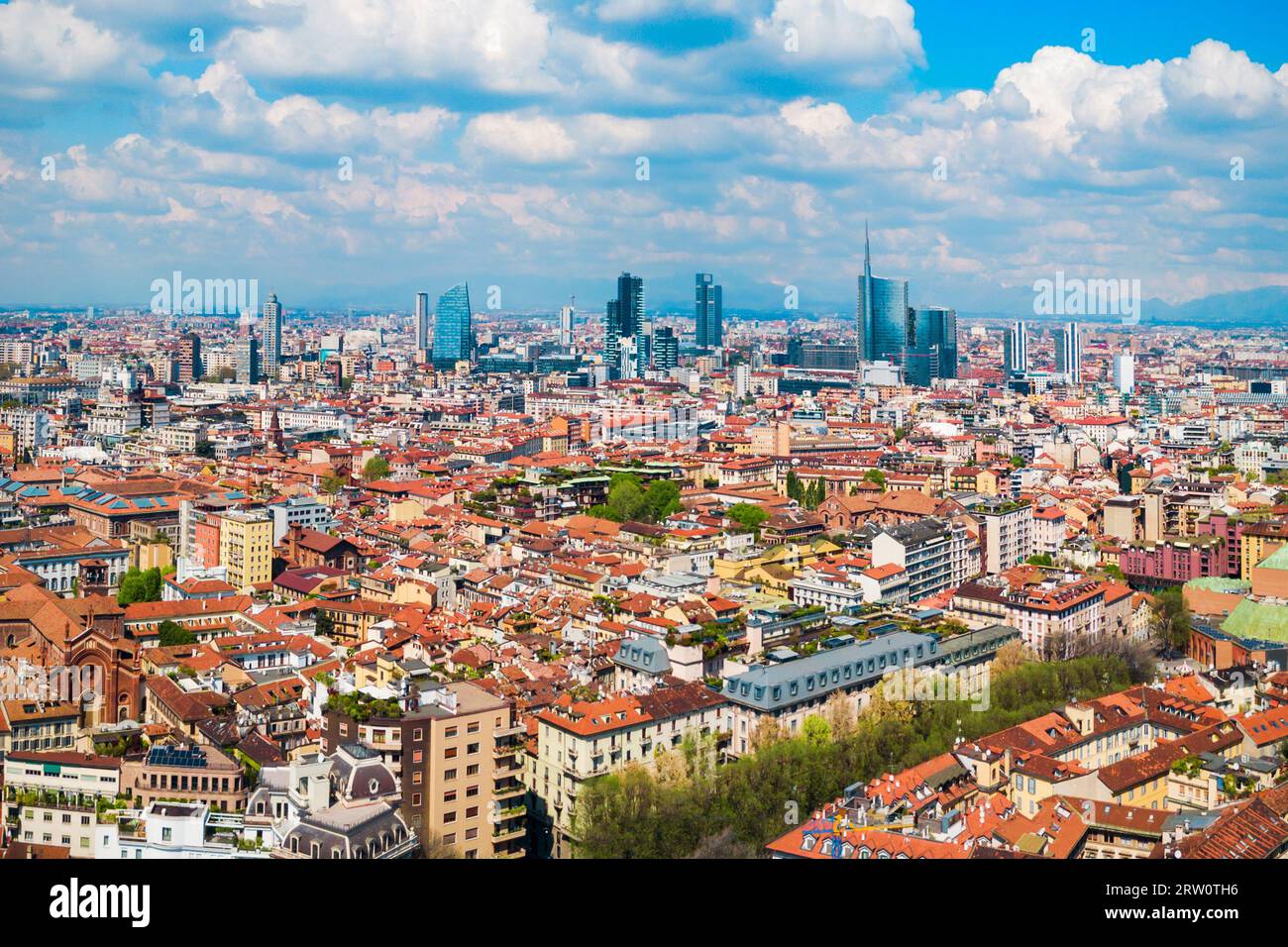 Milan aerial panoramic view. Milan is a capital of Lombardy and the ...