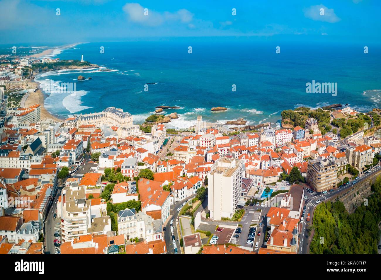Biarritz aerial panoramic view. Biarritz is a city on the Bay of Biscay ...