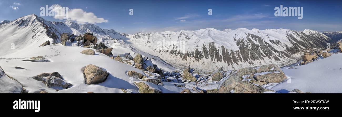 Scenic panorama of snowy Kackar Mountains in Turkey Stock Photo - Alamy