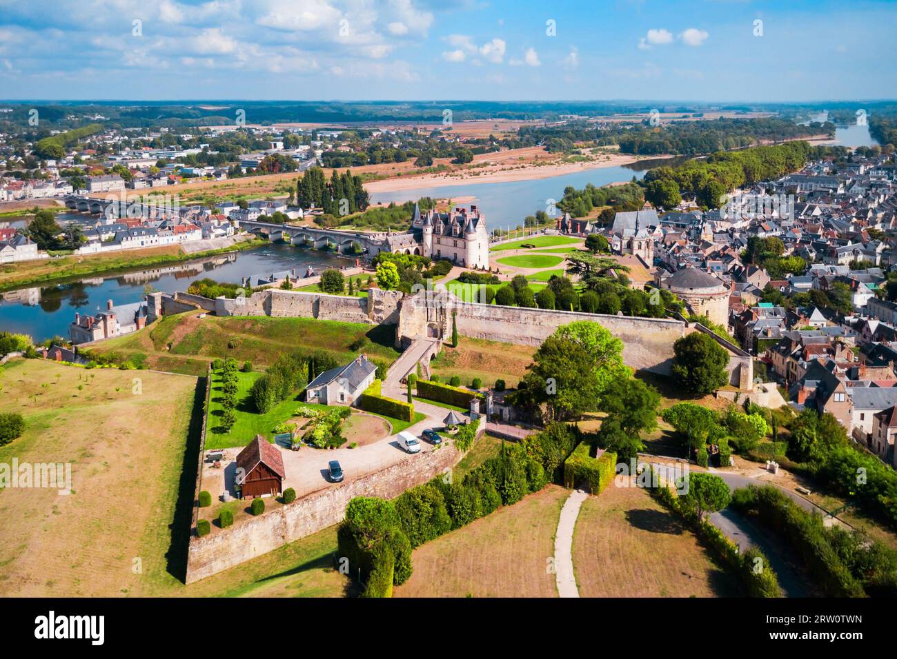 Amboise city aerial panoramic view, Loire valley in France Stock Photo ...